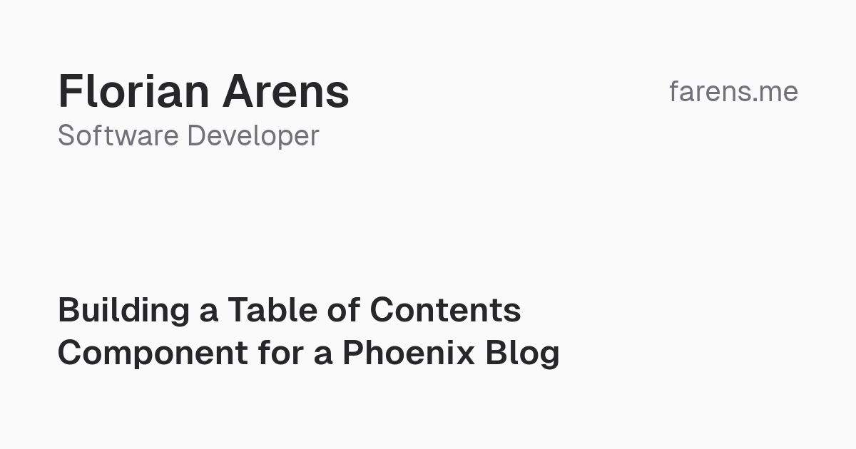 Building a Table of Contents Component for a Phoenix Blog